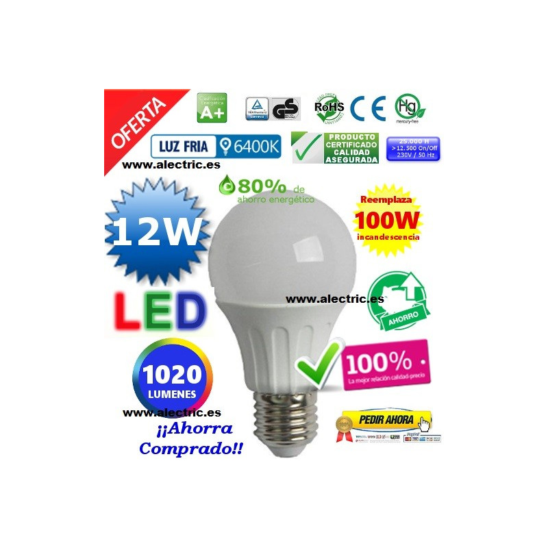LED A65 E27 12W 6400k